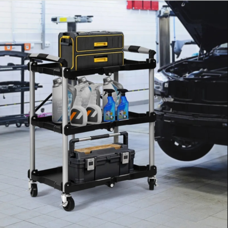 Yitahome 3-Tier Folding Rolling Utility Cart (300lb Capacity) $66.50 ...
