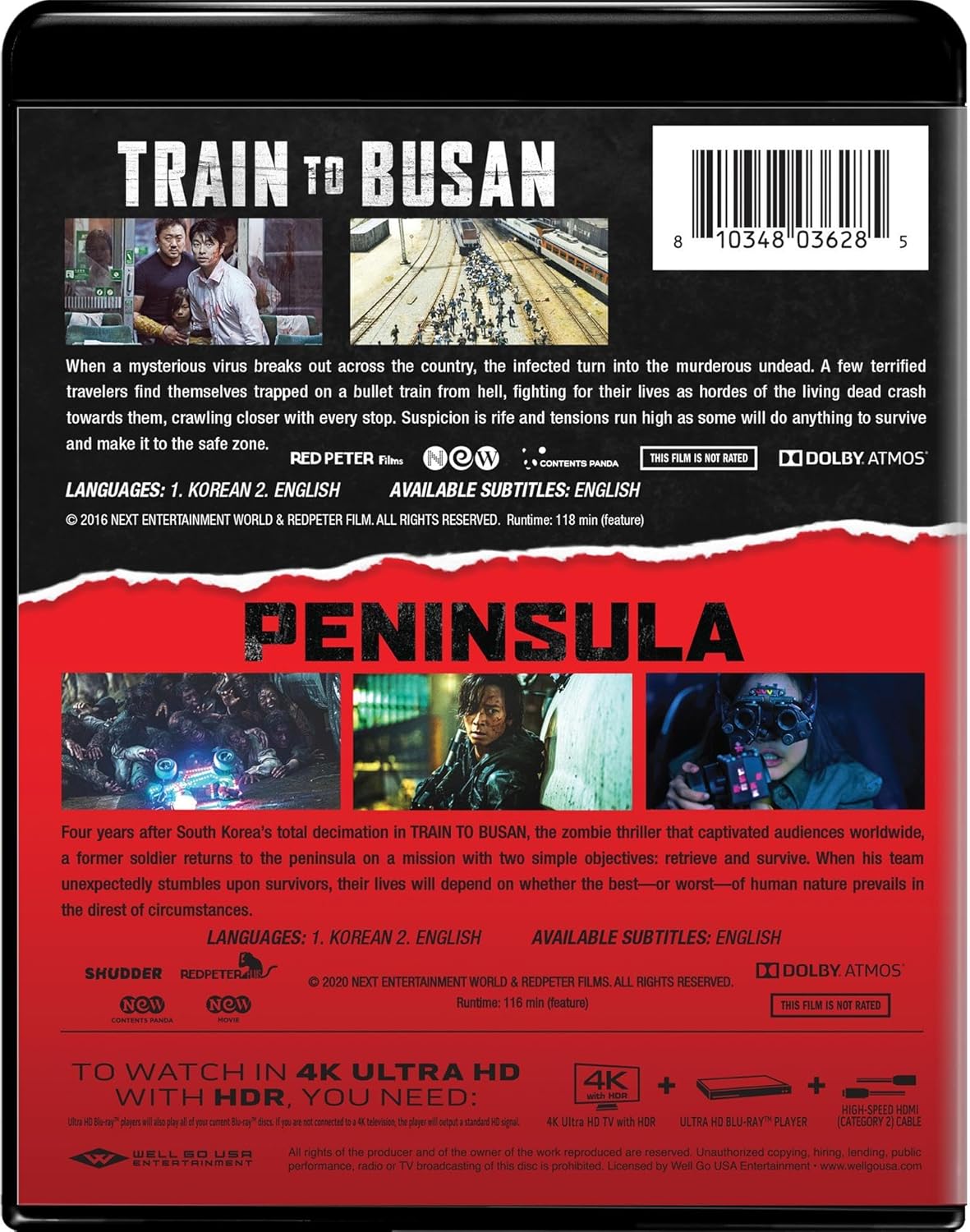 Train to Busan + Train to Busan Presents: Peninsula 2-Movie Collection (4K UHD) $16.96 @ Amazon