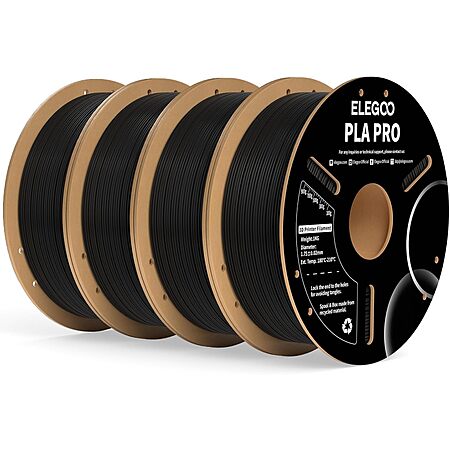 4-pk 1-kg ELEGOO PLA PRO 1.75mm Filament (Black) - 2024-12-16