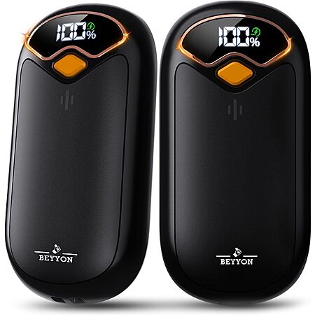 2-Pack BEYYON Electric Rechargeable Hand Warmers w/ 4 Heat Levels ...
