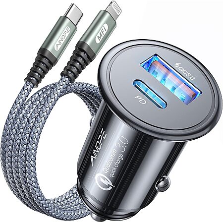 AINOPE 67.5W Super Mini Car Charger USB C 45W PD&QC 3.0 Fast Charging ...