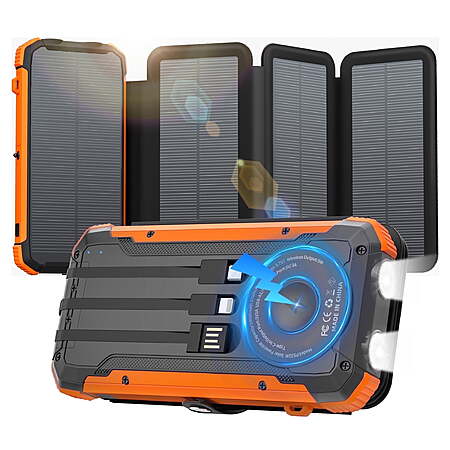 SOLPOWBEN 20000mAh Solar Power Bank With 6 Watt Solar Panel, 3 Built-in ...