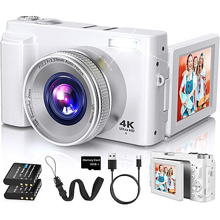 4K Digital Camera, 2 Batteries, 3 Inch 180° Flip Screen $57 - 2025-12-07