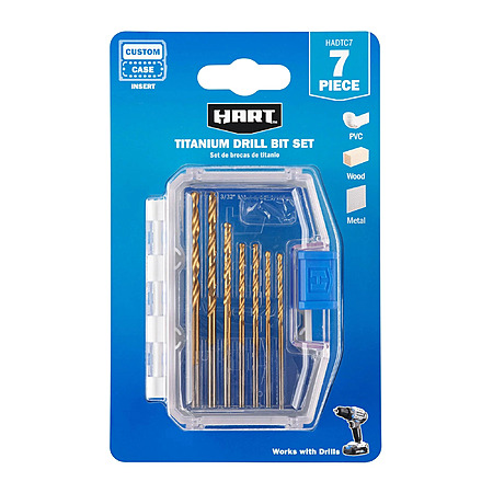 HART 7-Piece Assorted Small Titanium Drill Bit Set with Modular Case $4 ...