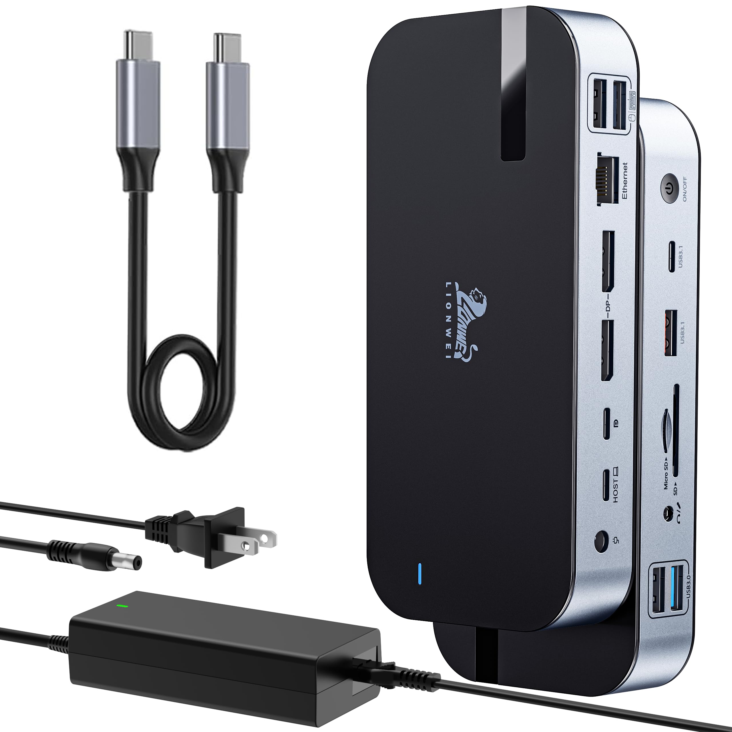 LIONWEI USB4 Docking Station: Dual DisplayPort & USB-C to Triple ...