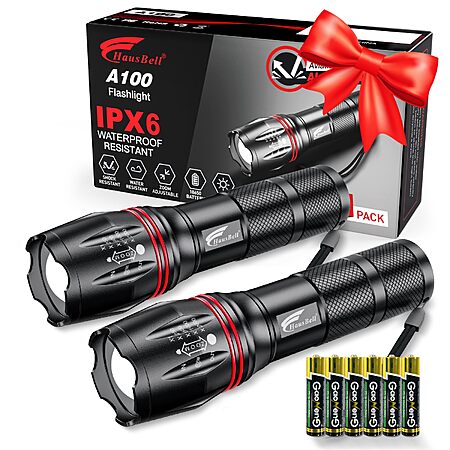 $6.99 HAUSBELL LED A100 Flashlight Bright, Zoomable Tactical ...