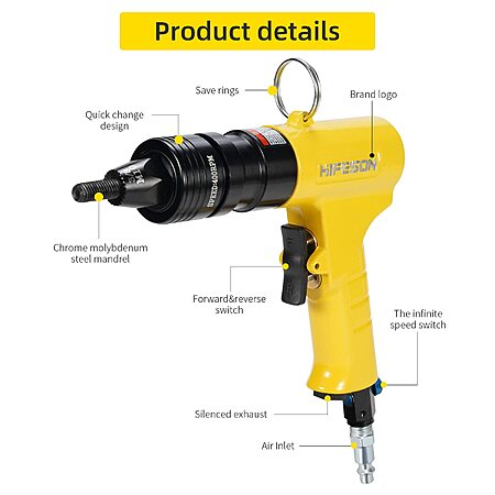 HIFESON Pneumatic Rivnut Tool with M6 & M8 & M10 mandrels $127 - 2025-11-28