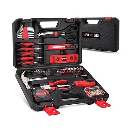 $19.99*:51-Piece Red Tool Set, Home Tool Kit with Toolbox Storage Case ...