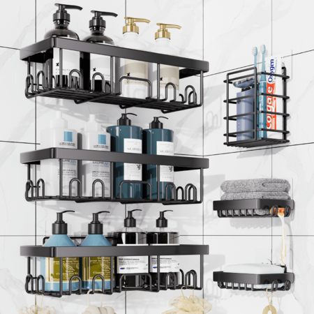 $14.66*:Ophanie Adhesive Shower Caddy 6 Pack, Large Capacity Bathroom ...
