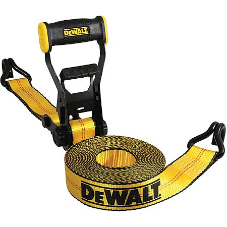 $16.68*:DEWALT DXBC10000J Black/Yellow 2" x 27' Ratchet Tie Down Strap with Double J-Hook ...