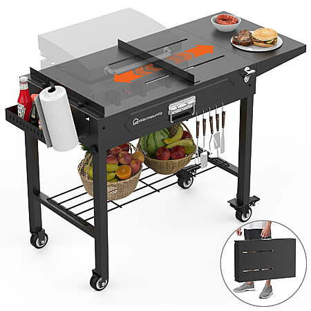 $59.3*:WARMOUNTS Portable Grill Table, Adjustable Length, Folding Cart ...