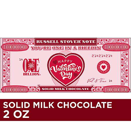 Russell Stover Valentine's Day One in a Billion Solid Milk Chocolate ...