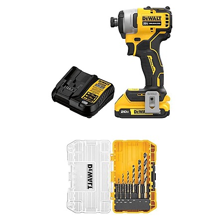 $111.97: DeWALT ATOMIC 20V MAX Brushless 1/4" Impact Driver Kit + 10-Pc ...
