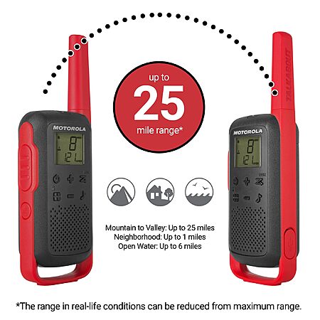 [Prime]2-Pack Motorola Solutions T210 Two-Way Radio Black W/Red $37.03 ...