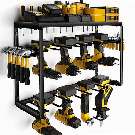Spampur 3-Layer Heavy Duty Metal Tool Organizer Wall Mount (8 Drill ...
