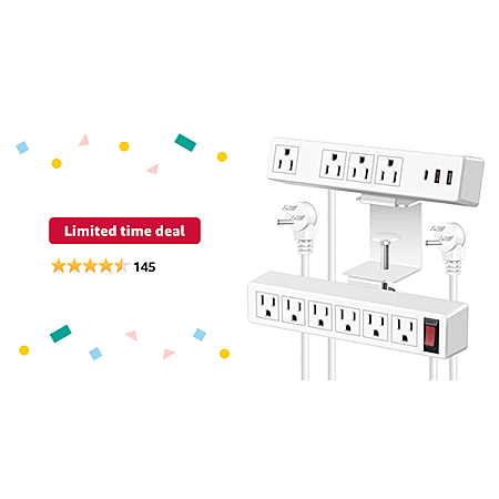 Limited-time deal: White 2 in 1 Desktop Edge Power Strip,Removable ...