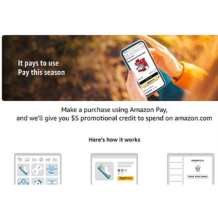 Make a purchase using Amazon Pay and get $5 promo credit for Amazon.com ...