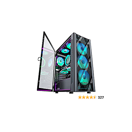 MUSETEX ATX PC Case Mid-Tower with 6pcs 120mm ARGB Fans, Polygonal Mesh ...