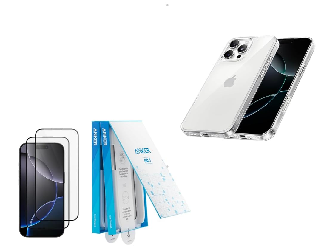 Anker Clear Phone Case & HD Tempered Glass Screen Protector Combo for ...