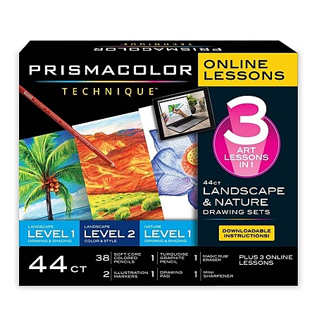44-Ct Prismacolor Landscape & Nature Drawing Colored Pencils Set w/ 3 ...