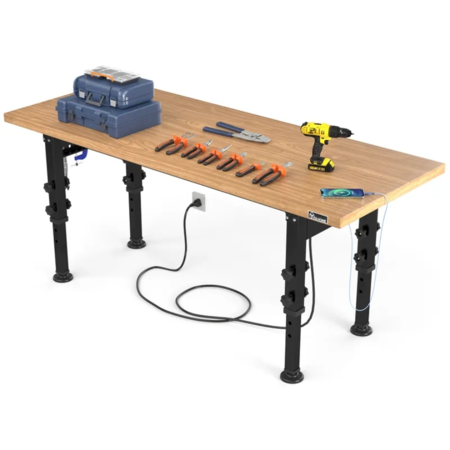 60" x 24" Yitahome Height Adjustable Wood Top Steel Frame Work Bench w ...