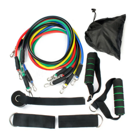 Resistance Band Workout Set w/ 5x Bands, 2x Handles, 2x Ankle Straps ...