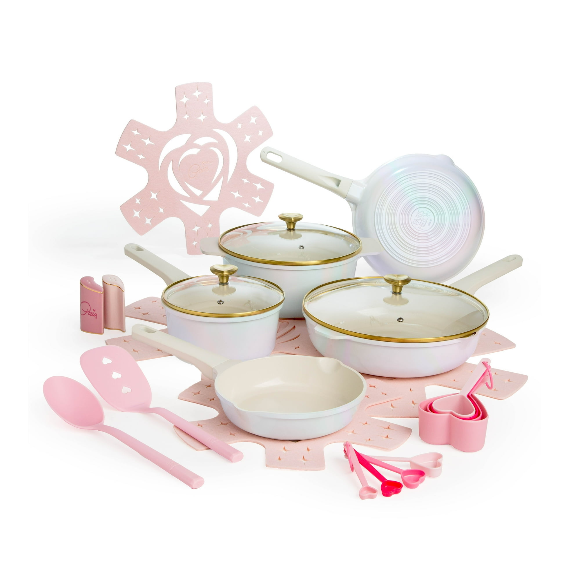 24-Piece Paris Hilton Clean Ceramic Nonstick Cast Aluminum Cookware Set ...