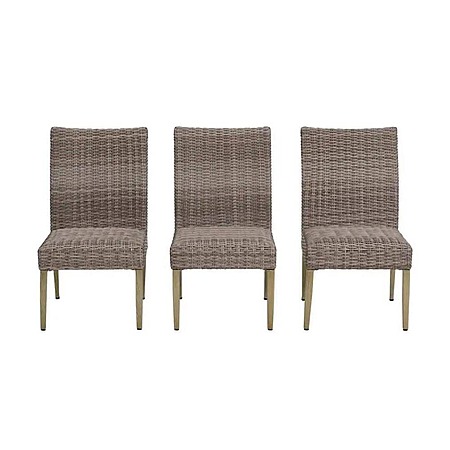 3-Ct Hampton Bay Stationary Padded Wicker Outdoor Dining Chairs (Light ...