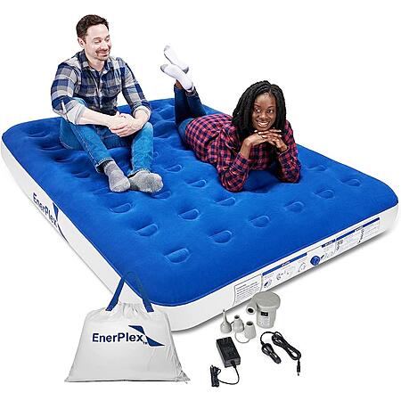 EnerPlex Camping Inflatable Air Mattress w/ Wall-Plug/Car Adapter Pump ...