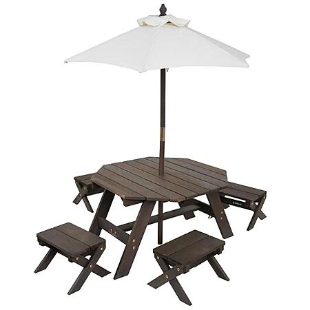6-Piece KidKraft Toddlers' Octagon Outdoor Table Set w/ Stools ...