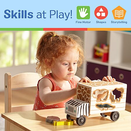 Prime: Melissa & Doug Animal Rescue Shape-Sorting Wooden Truck w/ 7 ...