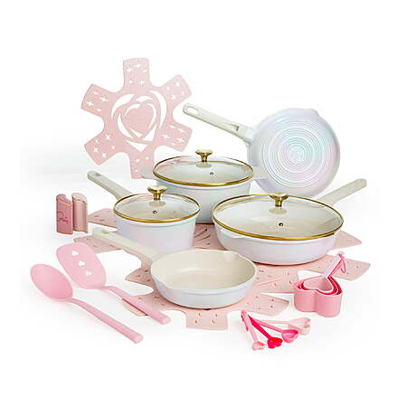 24-Piece Paris Hilton Clean Ceramic Nonstick Cast Aluminum Cookware Set ...