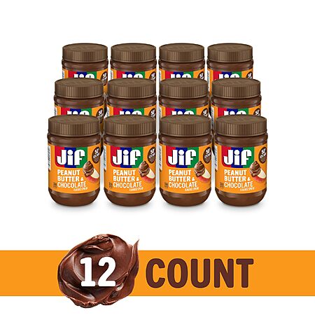 12-Pack 15-Oz Jif Peanut Butter & Chocolate Flavored Spread - 2025-02-26