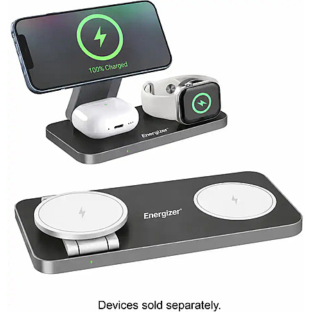 15W Energizer 3-in-1 Magnetic MagSafe/Qi2 Fast Charging Stand - 2026-06-22