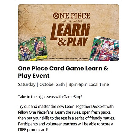 Gamestop In Store Event: One Piece Card Game Learn & Play Event free ...