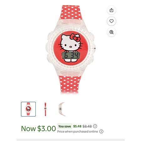 Hello Kitty Kids Flashing Lights LCD Watch with Printed Strap (HK4204WM ...