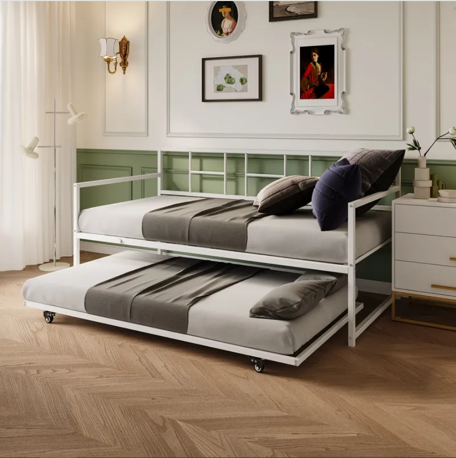 Yitahome Twin Metal Adjustable Height Daybed w/ Trundle (White or Black) $105 + Free Shipping