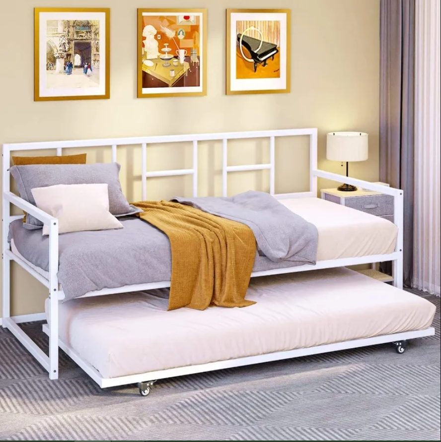 Yitahome Twin Metal Adjustable Height Daybed w/ Trundle (White or Black) $105 + Free Shipping