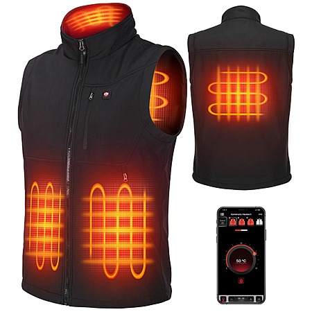 Kemimoto Men's Heated Smart Vest w/ App Control & 10000 mAh Battery ...