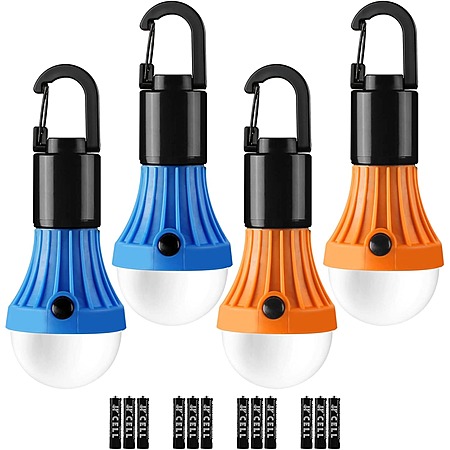 Lepro 4-Pack LED Hanging Camping Lantern Bulbs w/ Batteries $12.75 ...