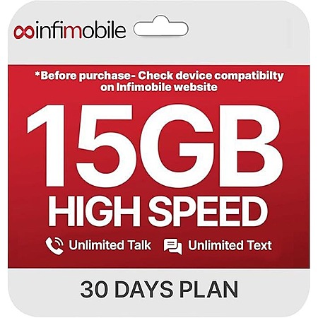 1-Month Infimobile 15GB Data + Unlimited Talk & Text Prepaid SIM Card ...