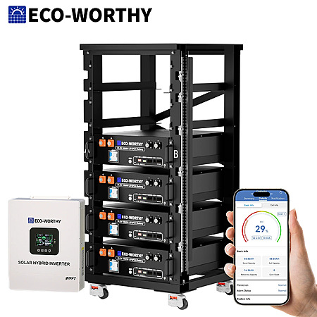 ECO-WORTHY Home Backup Power: 4-Pack 48V 100Ah Battery + 5KW 48V Off ...