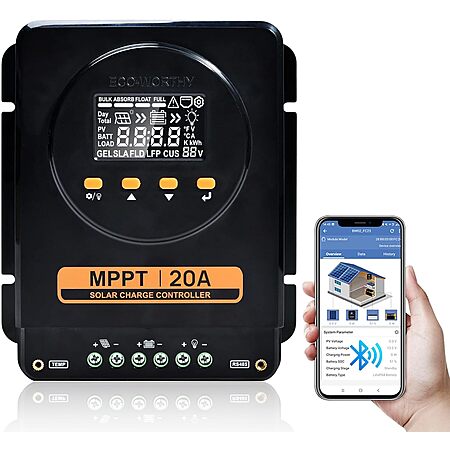 ECO-WORTHY 20A MPPT Solar Charge Controller 12V/24V w/ Bluetooth & App ...