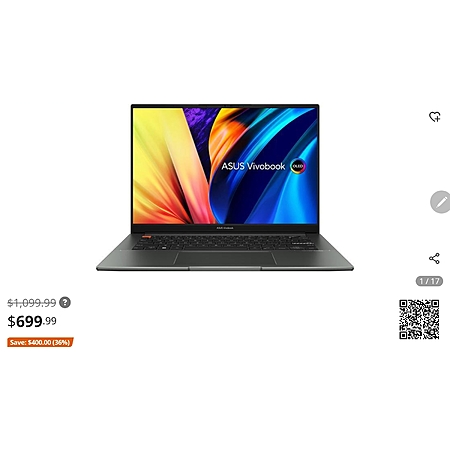 ASUS VivoBook S 14X OLED Laptop, 14.5" OLED D2.8K 16:10 120Hz HDR ...