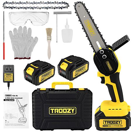 TROOZY Mini Chainsaw Cordless 6", Battery Powered 2x21V 3Ah Brushless ...