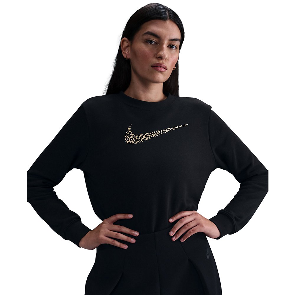 Nike Women's Club Leopard-Print Logo Sweatshirt (black) $36 + Free Shipping
