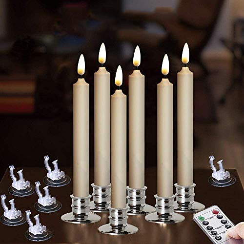 6PACK Flameless Battery Powered 8'' Ivory Taper Windows Candles with ...