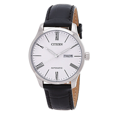40mm Citizen Men's White Dial Automatic Watch w/ SS Case & Black ...