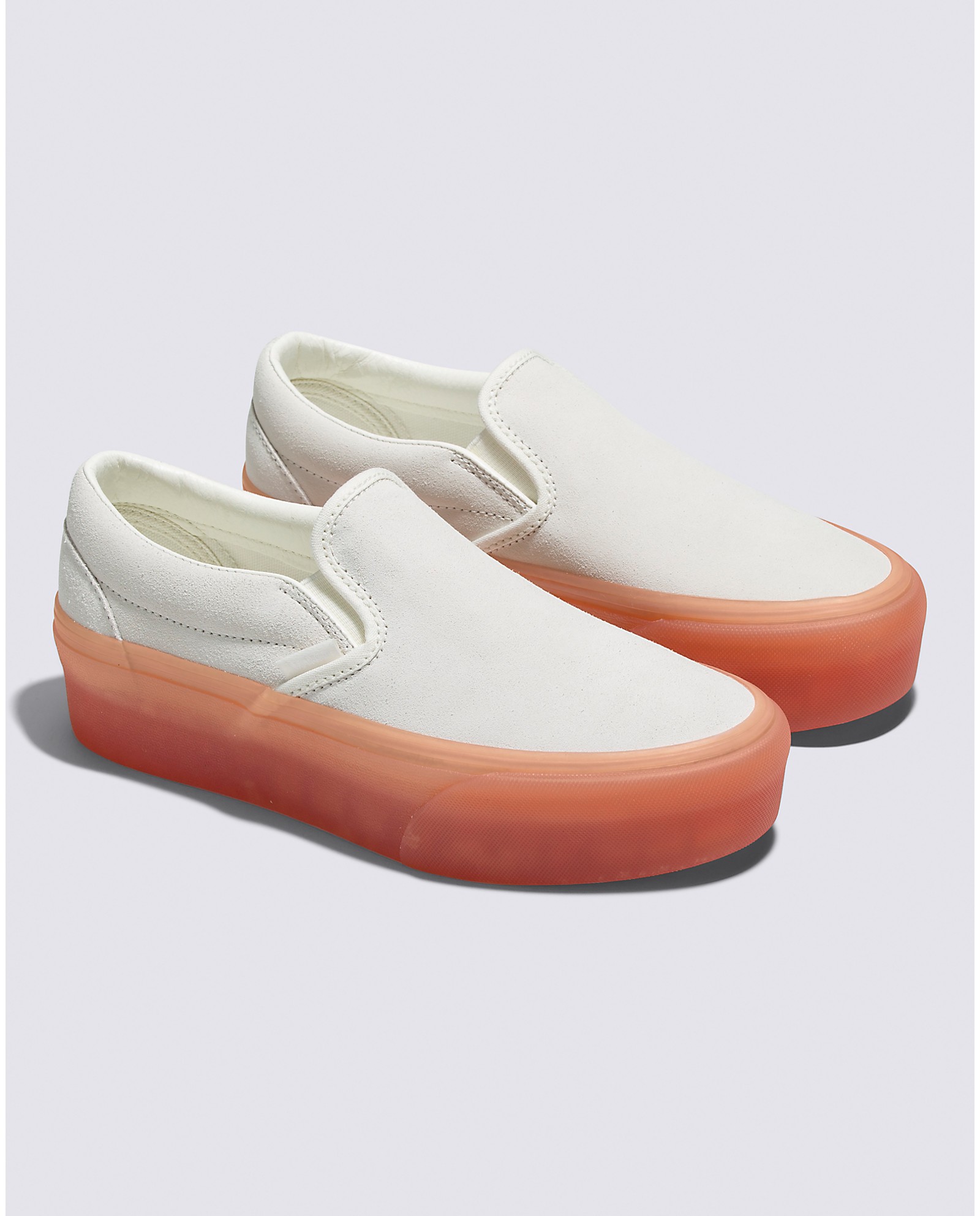Vans Women's Classic Slip-On Stackform Shoes (Suede Marshmallow/Peach ...