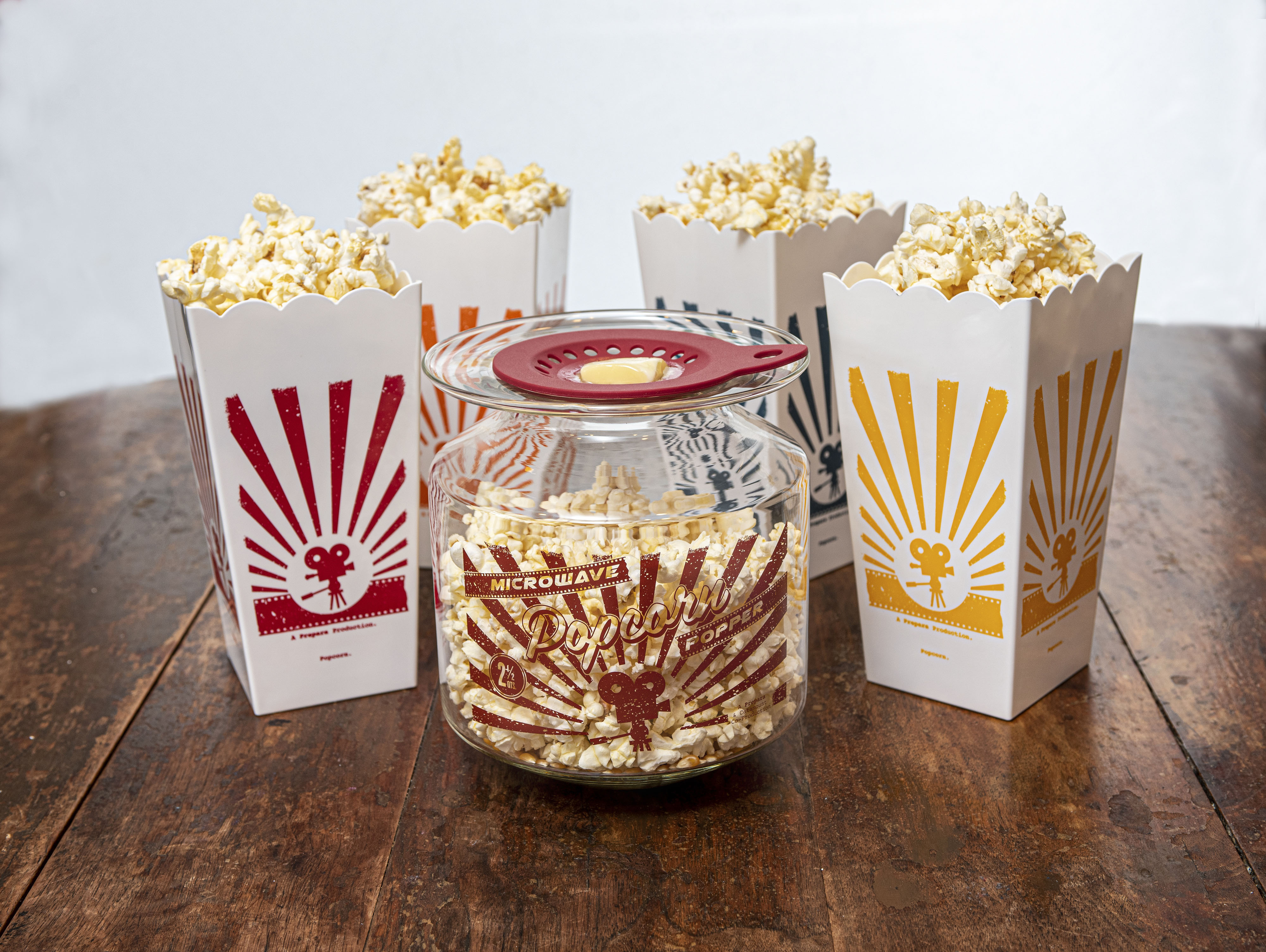 6-Piece Prepara Glass Popcorn Bucket & Containers Gadget Set (Microwave ...